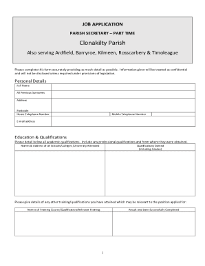 Fillable Online APPLICATION-FORM-PARISH-SECRETARY-Clonakilty Fax Email ...