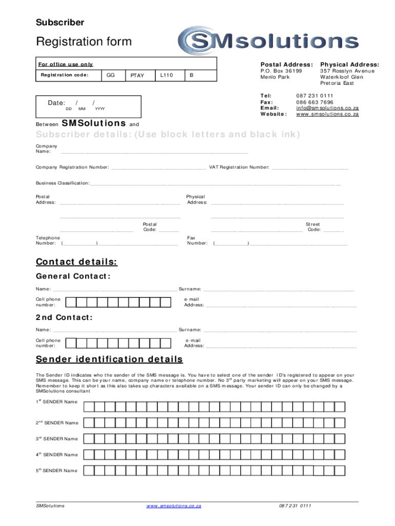 Fillable Online Subscriber Fax Email Print - pdfFiller