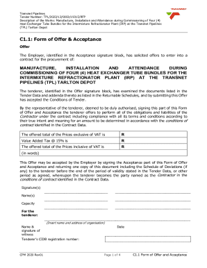 Fillable Online C1.1: Form of Offer & Acceptance Fax Email Print ...