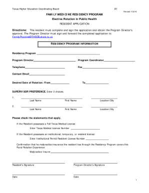 Fillable Online Public Health Rotation Resident Application Form Fax ...