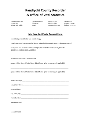 Fillable Online FORM-MARRIAGE CERTIFICATE REQUEST - 03-04-23 Fax Email ...