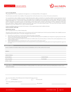 Fillable Online Proposal Form Internet Liability Fax Email Print ...