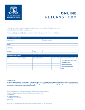 Fillable Online ONLINE RETURNS FORM Fax Email Print - pdfFiller