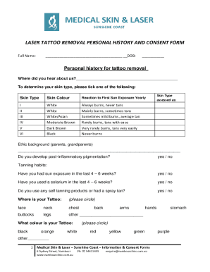 Fillable Online laser tattoo removal personal history and consent form ...