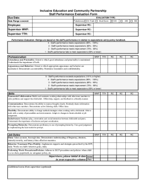 Fillable Online Staff Performance Evaluation Form Fax Email Print ...