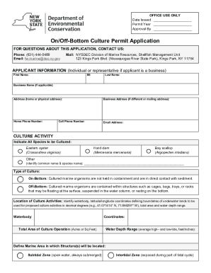 Fillable Online www1 dec state ny DEC On/Off Bottom Culture Permit: Shellfish Instructions Fax ...