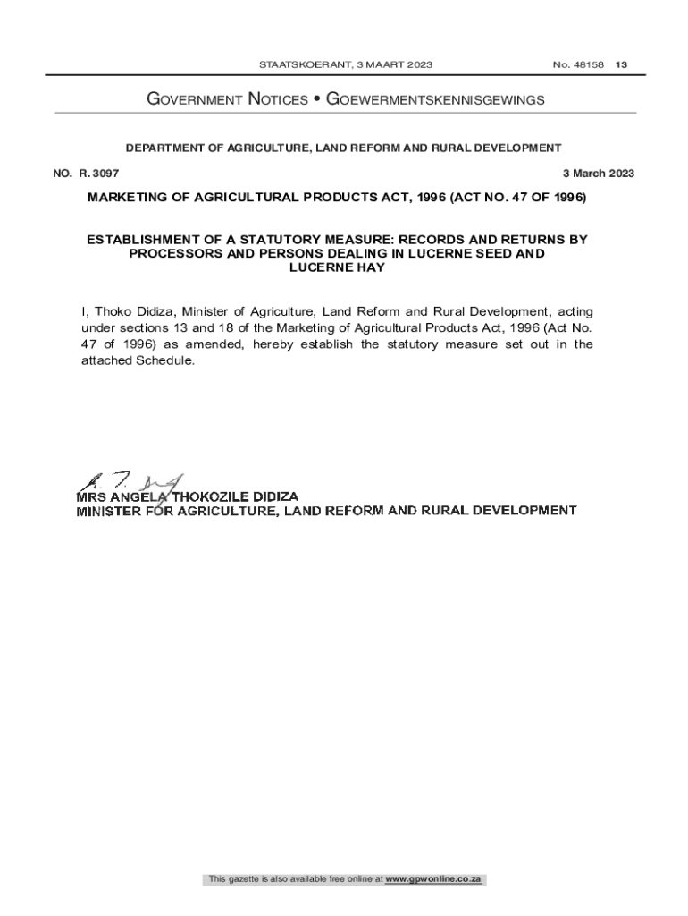 Fillable Online Establishment of statutory measure: Records and returns ...