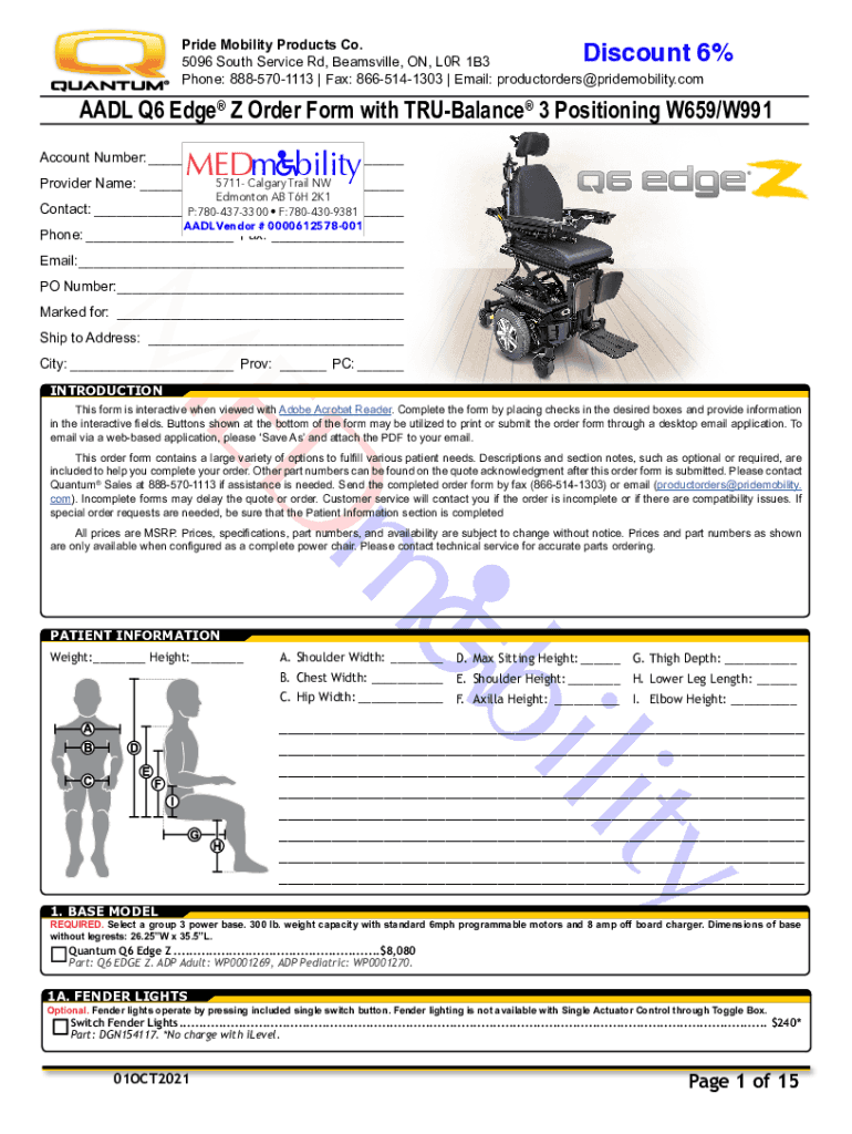 Fillable Online Quantum Q6 Edge Z Order Form with TRU-Balance 3 ...