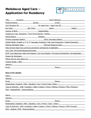 Fillable Online Application for Residency Fax Email Print - pdfFiller