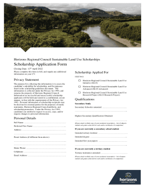 Fillable Online Horizons Regional Council Sustainable Land Use Scholarships Fax Email Print ...