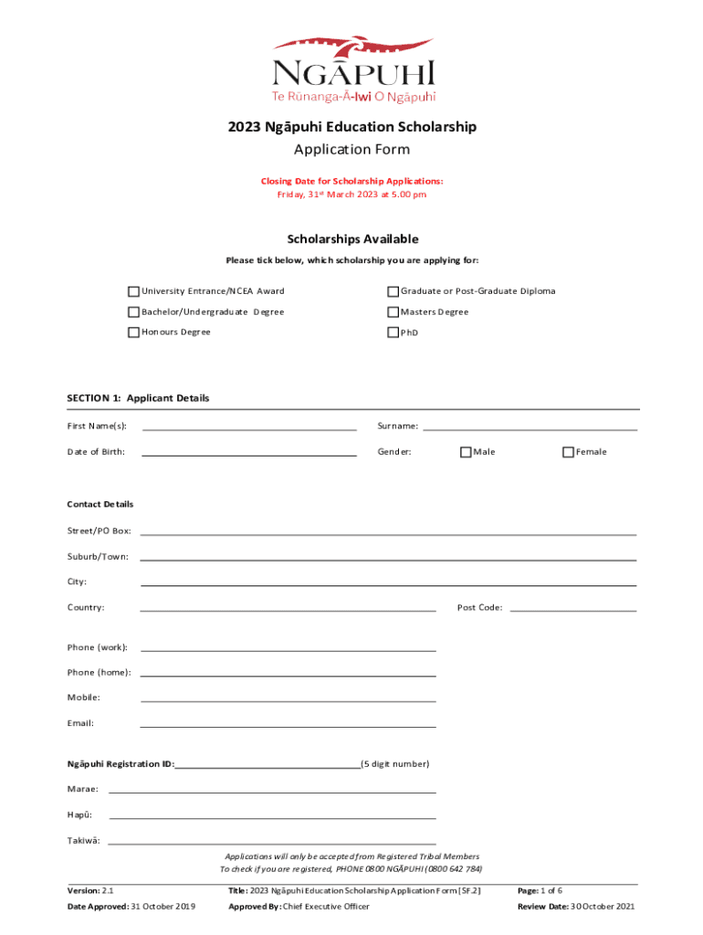Fillable Online 2023 Ngpuhi Education Scholarship Application Form Fax ...