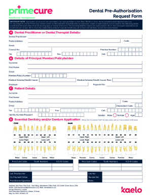 Fillable Online Dental Pre-Authorisation Request Form Fax Email Print ...