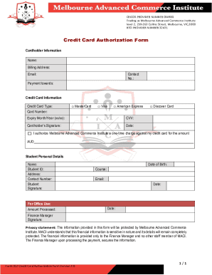 Fillable Online Credit Card Authorization Form MACI Fax Email Print ...
