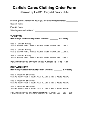 Fillable Online Carlisle Cares Clothing Order Form Fax Email Print - pdfFiller