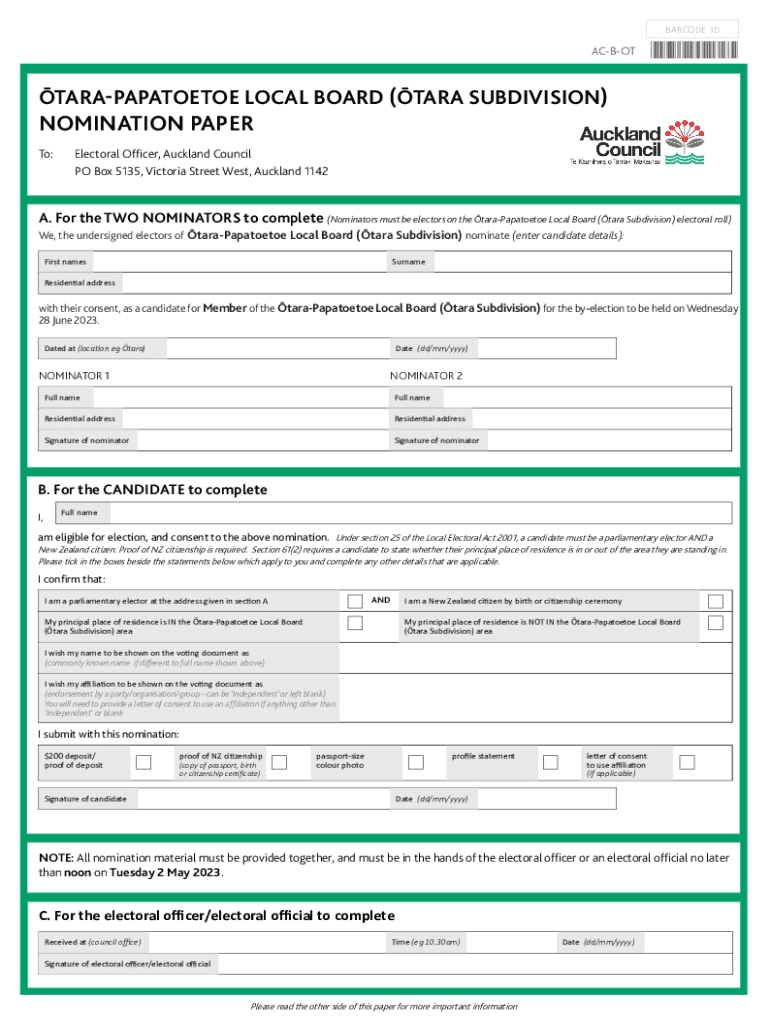 Fillable Online tara-Papatoetoe Local Board (tara Subdivision) by ...