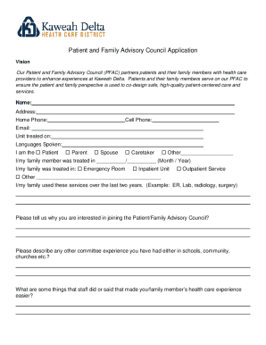 Fillable Online Effective Patient and Family Advisory Councils Fax ...