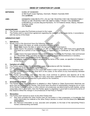 Fillable Online DEED OF VARIATION OF LEASE Fax Email Print - pdfFiller