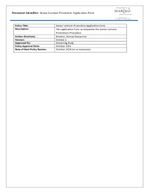 Fillable Online Senior Lecturer Promotion Application Form Fax Email ...