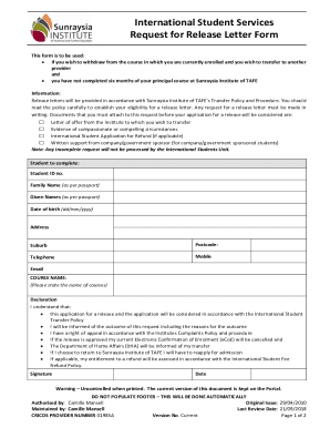 Fillable Online Release Letter Request Form (International Students on ...