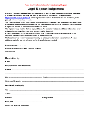 Fillable Online Legal deposit lodgement form - Libraries Tasmania Fax ...