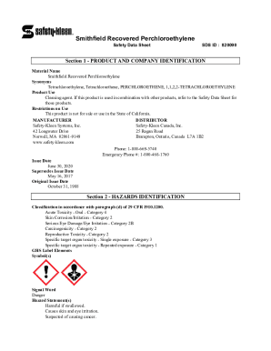 Fillable Online Material Safety Data Sheet Tetrachloroethylene Fax ...