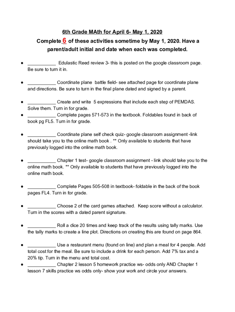 Fillable Online 6th Grade Reading List. The Mouse and the Motorcycle ...