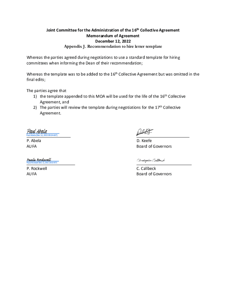 Fillable Online Appendix J. Recommendation to hire letter template Fax ...