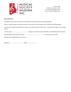 Fillable Online Proxy Vote Form Fax Email Print - pdfFiller