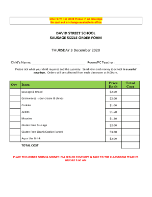 Fillable Online Sausage Sizzle order form Fax Email Print - pdfFiller