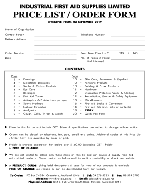 Fillable Online First aid supplies order form Fax Email Print - pdfFiller