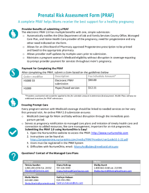 Fillable Online Ohio - Prenatal Risk Assessment Form (PRAF). Prenatal ...