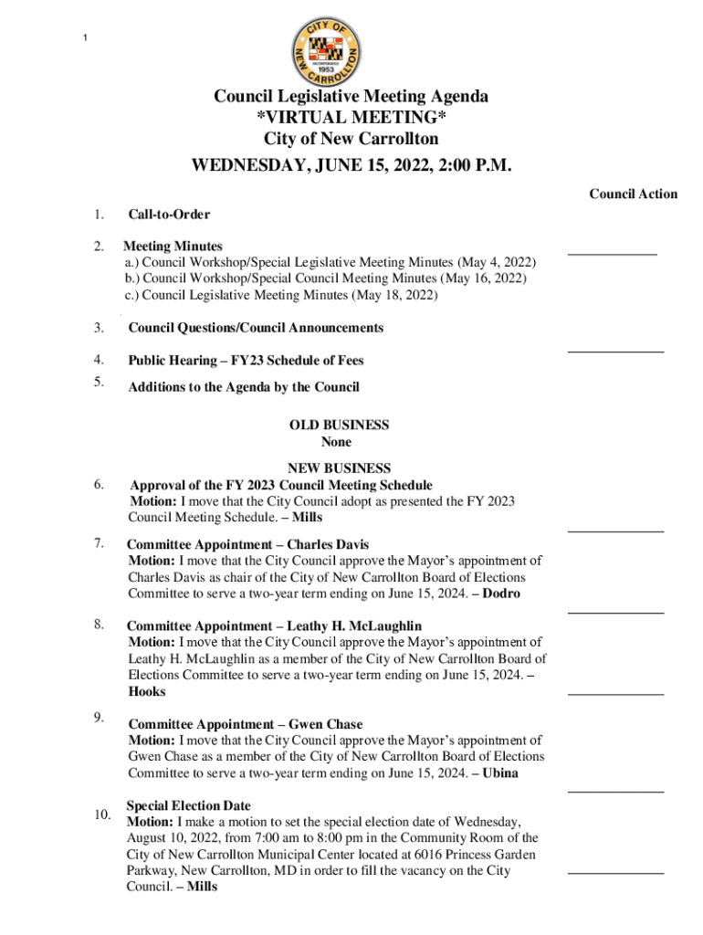 Fillable Online Home - City of New Carrollton Fax Email Print - pdfFiller