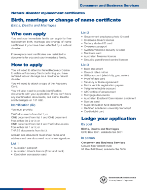 Fillable Online Natural disaster replacement certificates. Natural ...