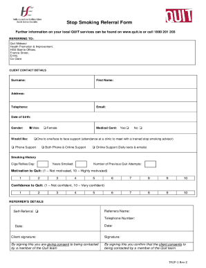 Fillable Online Stop Smoking Referral Form Fax Email Print - pdfFiller