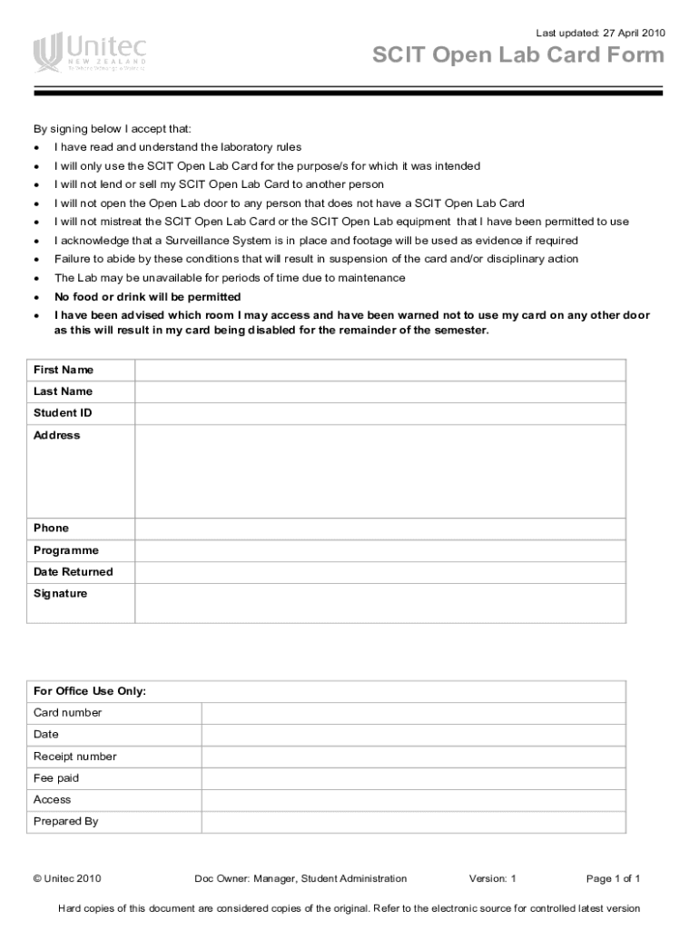 Fillable Online lab safety rules and procedures agreement Fax Email Print - pdfFiller