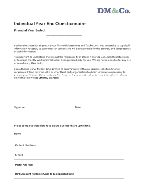 Fillable Online Individual Year End Questionnaire Fax Email Print ...