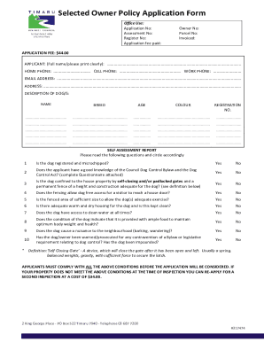 Fillable Online Selected Owner Policy Application Form Fax Email Print - pdfFiller