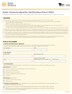 Fillable Online Solar Victoria Identity Verification Form (IDV) Fax ...
