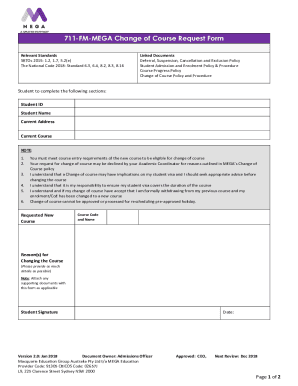 Fillable Online 711-FM-MEGA Change of Course Request Form Fax Email ...