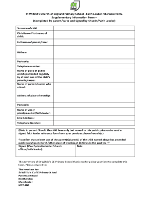 Fillable Online Supplementary Information Form and Clergy Form ...