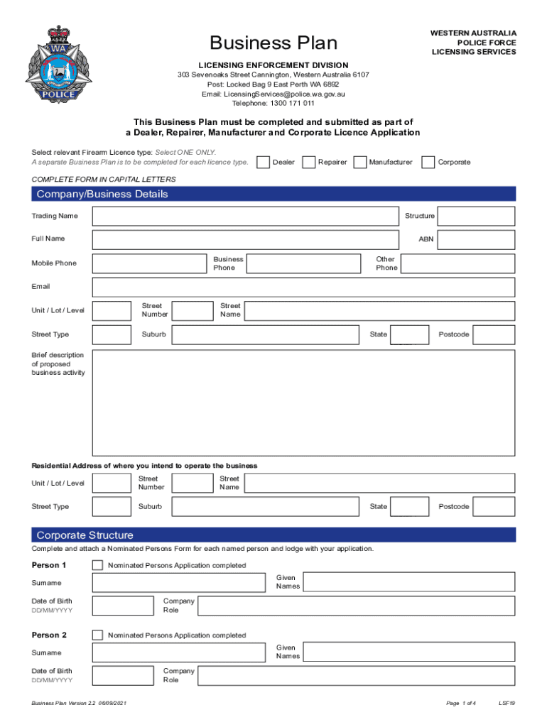 Fillable Online Licensing Services (Security)Western Australia Police ...