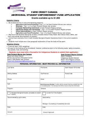 Fillable Online FARM CREDIT CANADA ABORIGINAL STUDENT ... Fax Email ...