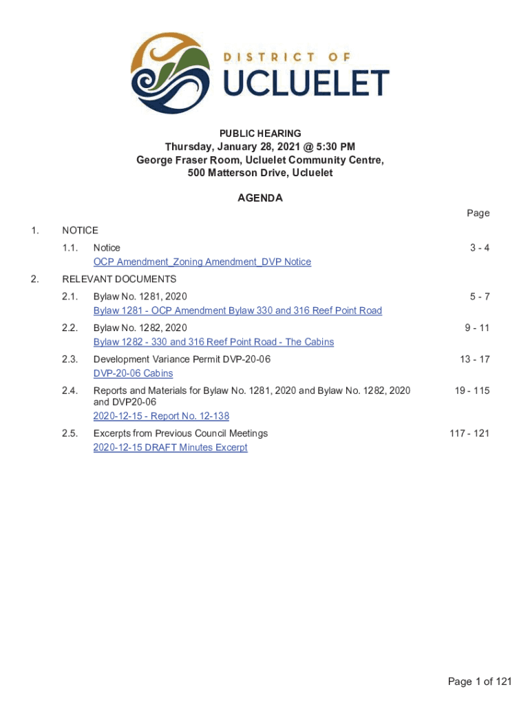 Fillable Online Cabins Binder (OCP Amendment Bylaw No. 1281, 2020 ...
