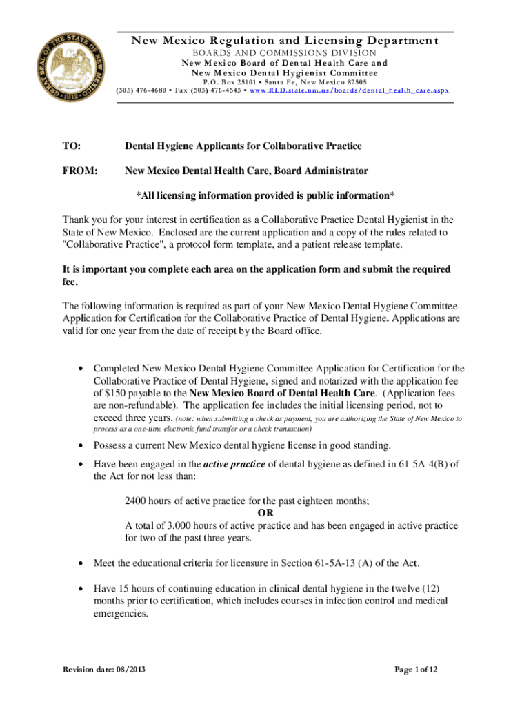 Fillable Online Get the free New Mexico Regulation and Licen sing ...