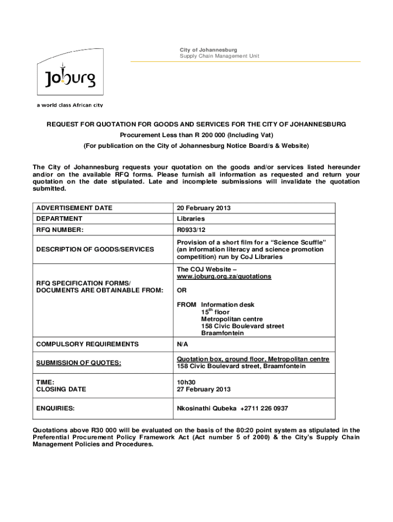 Fillable Online Fillable Online joburg-archive co REQUEST FOR ... Fax ...