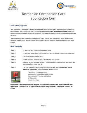 Fillable Online Cardholder Application Form - The Tasmanian Companion ...