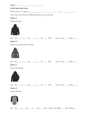 Fillable Online 556 cupe T shirt order form template pdf: Fill out ...