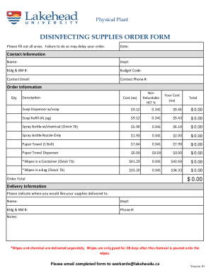 Fillable Online DISINFECTING SUPPLIES ORDER FORM Fax Email Print ...