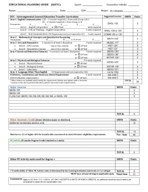 Fillable Online ACADEMIC PLANNING GUIDE Fax Email Print - pdfFiller