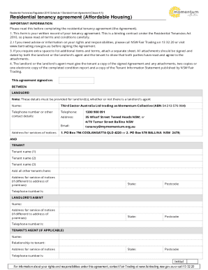 Fillable Online Residential tenancy agreement (Affordable Housing) Fax ...